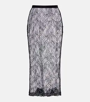 Valentino Garavani Floral Sheer Lace Midi Skirt