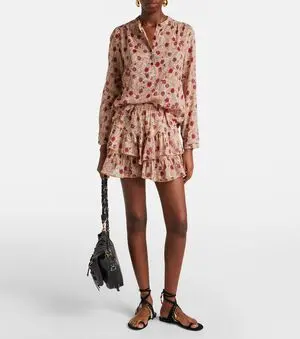 MARANT ETOILE Jocadia Floral Ruffled Cotton Shorts