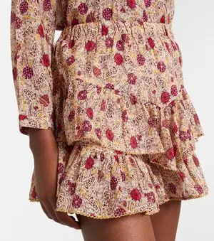 MARANT ETOILE Jocadia Floral Ruffled Cotton Shorts