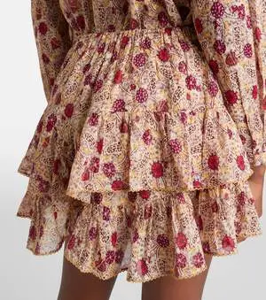 MARANT ETOILE Jocadia Floral Ruffled Cotton Shorts
