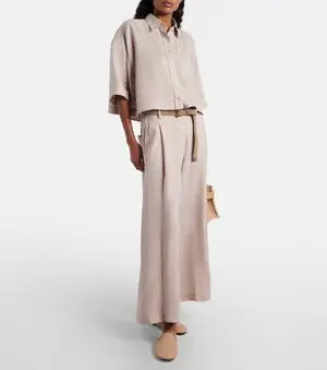 Brunello Cucinelli Linen Wide-leg Pants