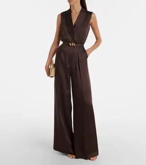 Max Mara Belted Satin Jumpsuit
