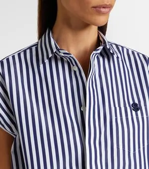 Sacai Striped Poplin Shirt With Drawstring Hem