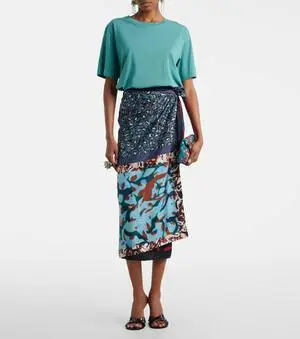 Dries Van Noten Printed Silk Wrap Skirt - Multicoloured