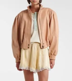 Chloé Cropped Leather Jacket With Scarf Detail