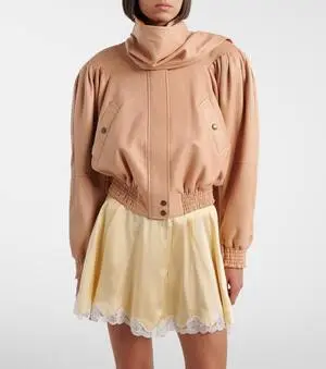 Chloé Cropped Leather Jacket With Scarf Detail