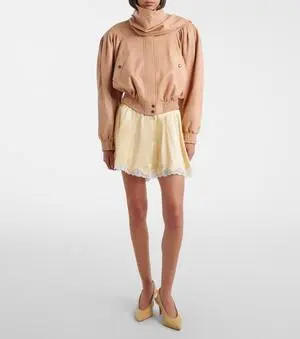 Chloé Cropped Leather Jacket With Scarf Detail