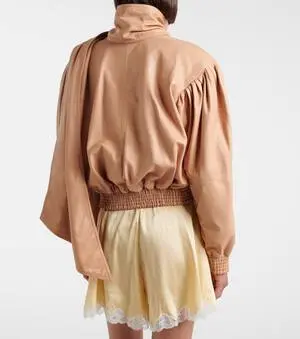 Chloé Cropped Leather Jacket With Scarf Detail