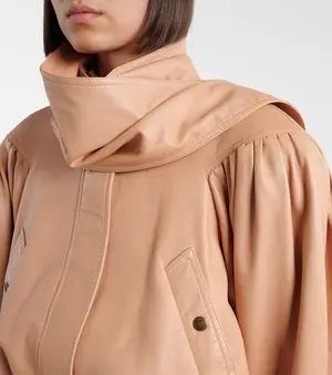 Chloé Cropped Leather Jacket With Scarf Detail