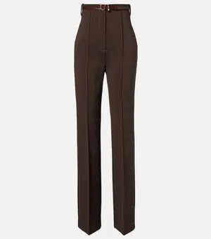 Sportmax Belted Crepe Straight-leg Pants