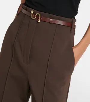 Sportmax Belted Crepe Straight-leg Pants