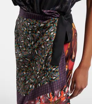 Dries Van Noten Printed Silk Wrap Skirt