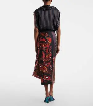 Dries Van Noten Printed Silk Wrap Skirt