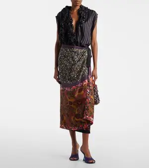 Dries Van Noten Printed Silk Wrap Skirt