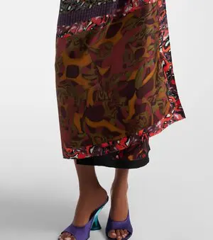 Dries Van Noten Printed Silk Wrap Skirt