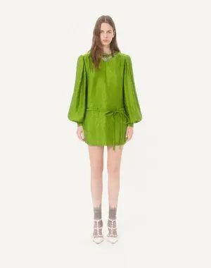 Valentino Garavani Silk-linen Jacquard Top