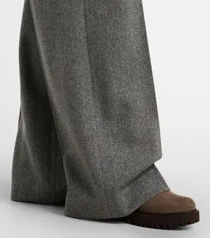 Brunello Cucinelli Monili Herringbone Wool-blend Wide-leg Pants