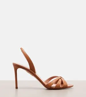 AQUAZZURA Tati Leather Slingback Sandals - Brown