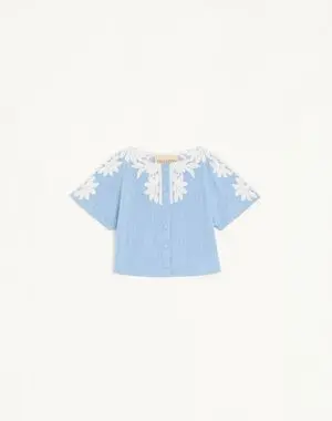 Valentino Garavani Light Blue Embroidered Shirt - Denim