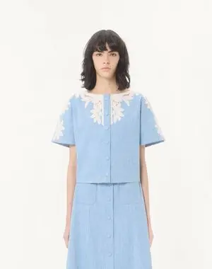 Valentino Garavani Light Blue Embroidered Shirt