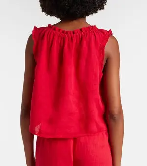 Velvet By Graham & Spencer Tana Ruffled Linen Top