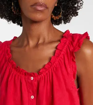Velvet By Graham & Spencer Tana Ruffled Linen Top