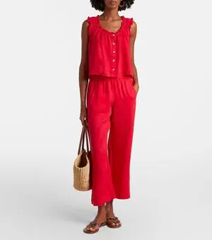 Velvet By Graham & Spencer Tana Ruffled Linen Top
