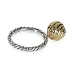 David Yurman Yellow Gold & Sterling Silver Sculpted Ball Ring