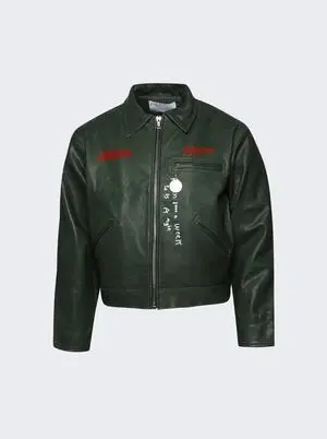 PALY I Am Not Ashamed Leather Work Jacket - Green