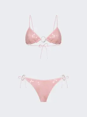 OSÃ©REE Oséree Sequined Triangle Bikini Top And Bottom Set - Pink