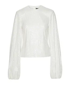 ROTATE BY BIRGER CHRISTENSEN Sequin-embellished Crewneck Top - Bright White
