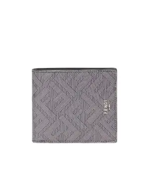 Fendi Shadow Ff Lettering Bi-fold Wallet - Grey