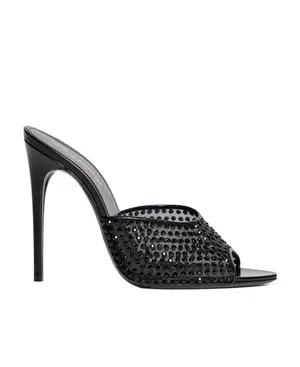 Saint Laurent Embellished Pointed Toe High Heel Sandals - Black