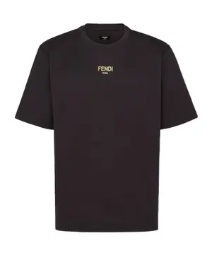 Fendi Logo Glittered Crewneck T-shirt - Black