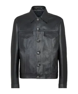 Fendi Long Sleeve Leather Jacket - Black