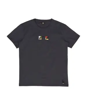 Fendi Logo Embroidered Crewneck T-shirt - Grey