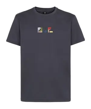 Fendi Logo Embroidered Crewneck T-shirt