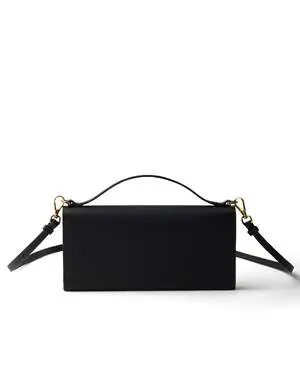 Prada Saffiano Leather Wallet With Shoulder Strap