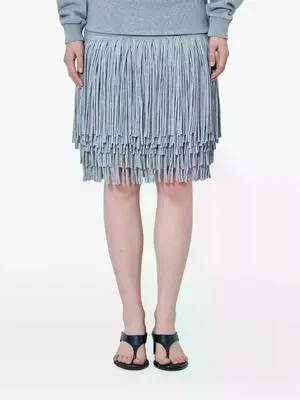 ABRA Layered Fringe Skirt - Grey