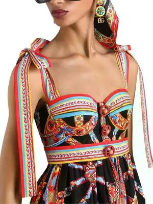Dolce & Gabbana Carretto Print Cotton Poplin Dress