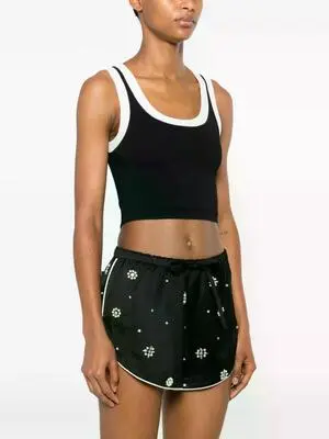 Sandro Contrast Trim Cropped Knit Top