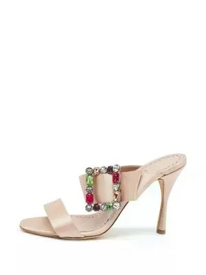 Manolo Blahnik Verda Crystal-embellished Stiletto Sandals - Neutrals
