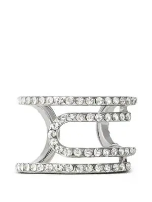 Off-White Paperclip Strass-embellished Ring - Silver