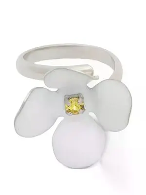 Marni Enamel Daisy Ring - Silver
