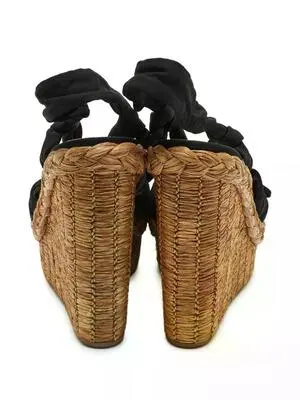 Prada Raffia Wedge Sandals