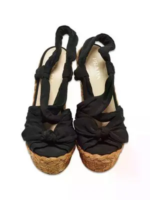 Prada Raffia Wedge Sandals