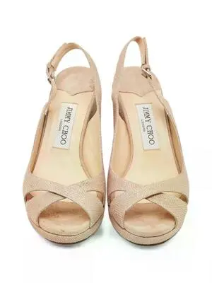 JIMMY CHOO Embossed Suede Wedge Sandals