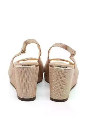 JIMMY CHOO Embossed Suede Wedge Sandals