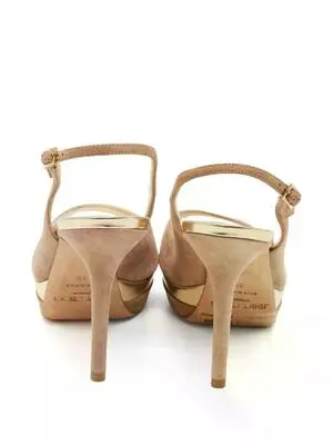 JIMMY CHOO Beige Peep-toe Platform Slingback Sandals