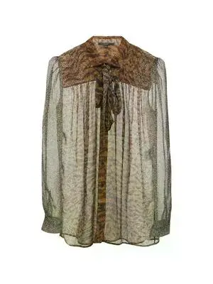 Gucci Abstract Print Pussy-bow Blouse - Brown